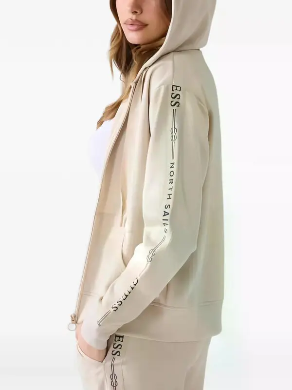 Guess Logo-tape Zip-up Hoodie - Neutrals