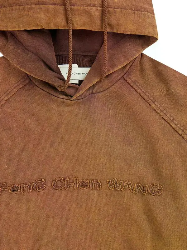 FENG CHEN WANG Washed Effect Logo Embroidered Hoodie