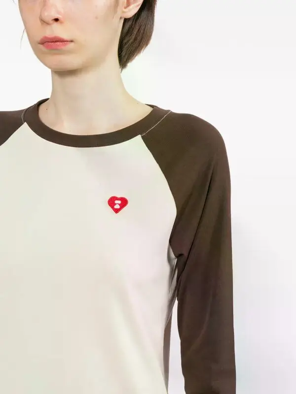 AAPE BY *A BATHING APE Raglan Sleeve Heart-patched T-shirt - Neutrals
