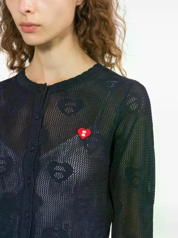 AAPE BY *A BATHING APE Heart-pattern Pointelle Cardigan