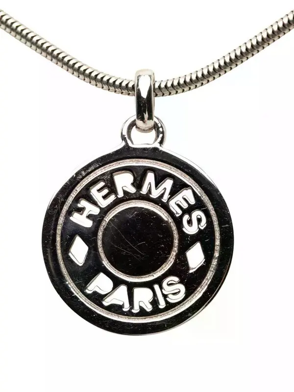 Hermès Palladium Plated Clou De Selle Pendant Necklace - Silver