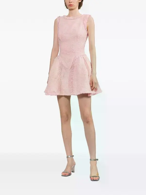 SELF-PORTRAIT Bouclé-knit Frayed Mini Dress