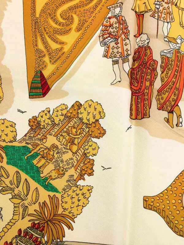 Hermès 20th Century Le Paradis Du Roy Silk Scarf 90 Scarves - Yellow