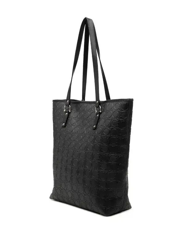 FERRAGAMO Gancini Embossed Leather Tote Bag