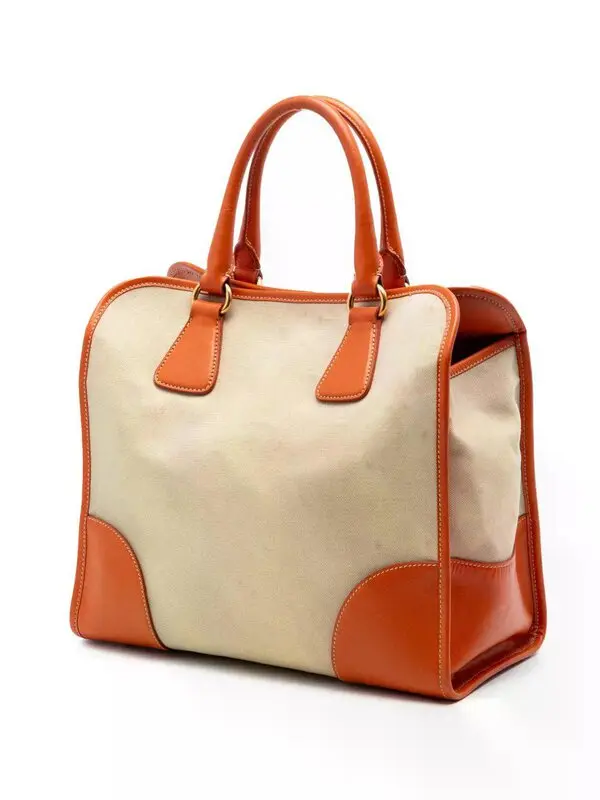 Prada Saffiano Trimmed Canvas Canapa Satchel