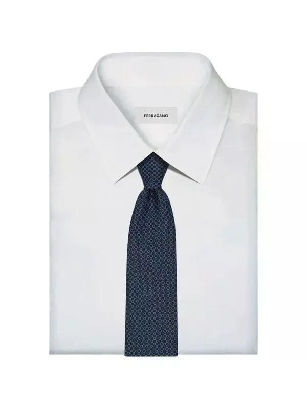FERRAGAMO Micro Gancini Silk Jacquard Tie