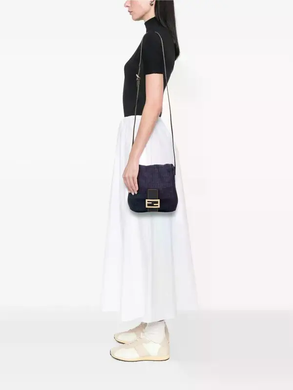 Fendi 2000-2010 Zucchino Canvas Crossbody Bag - Blue