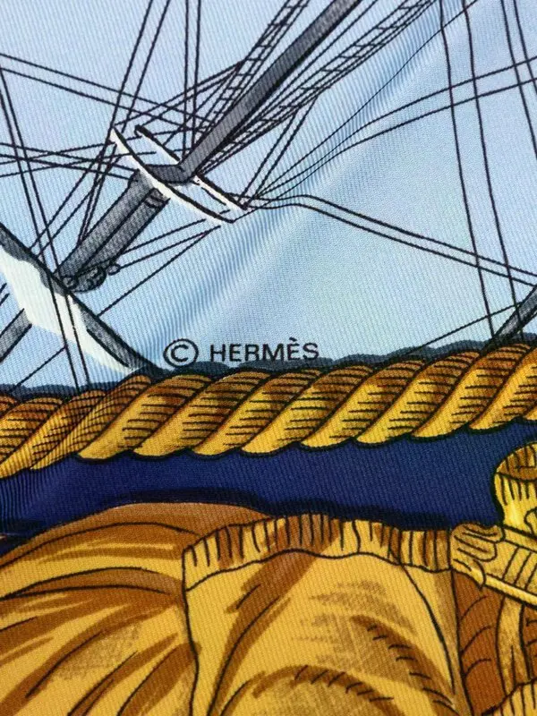 Hermès 1960-1980 Marine Et Cavalerie Silk Scarf 90 Scarves - Blue