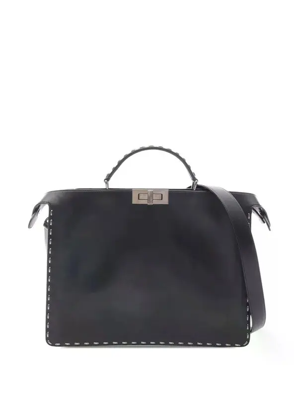 Fendi 2009-2026 Studded Leather Peekaboo Iseeu Briefcase Business Bag - Black