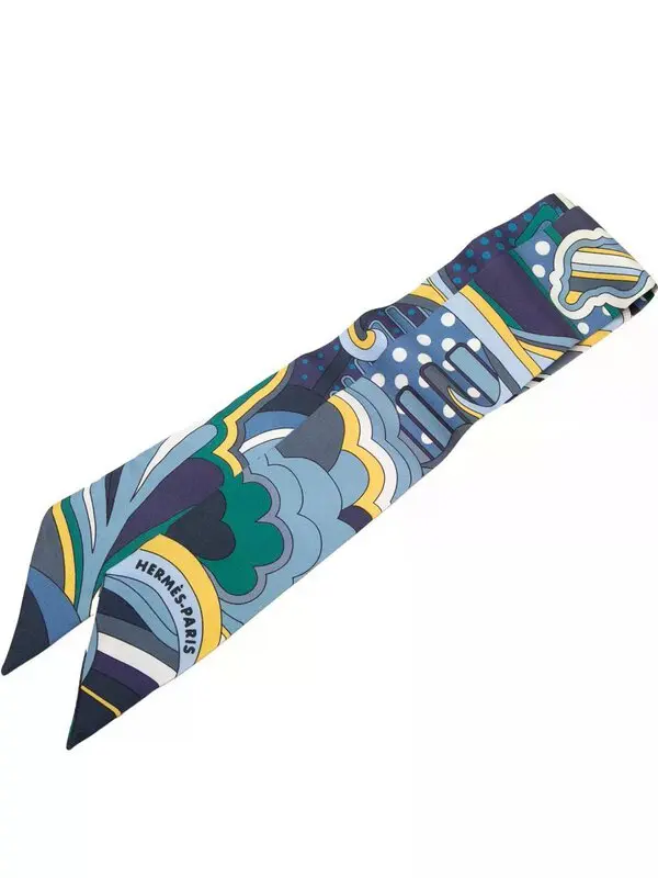 Hermès 2000-2026 Faubourg Rainbow Silk Twilly Scarf Scarves - Blue