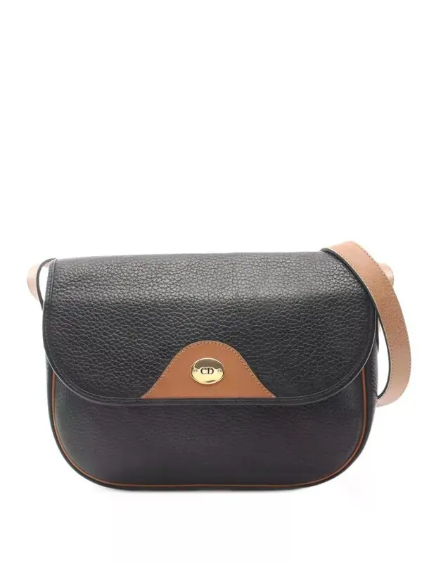Dior 2000s Logo Plaque Shoulder Bag - Black