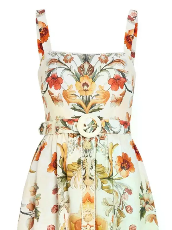 Borgo De Nor Petra Floral Print Belted Midi Dress - Neutrals