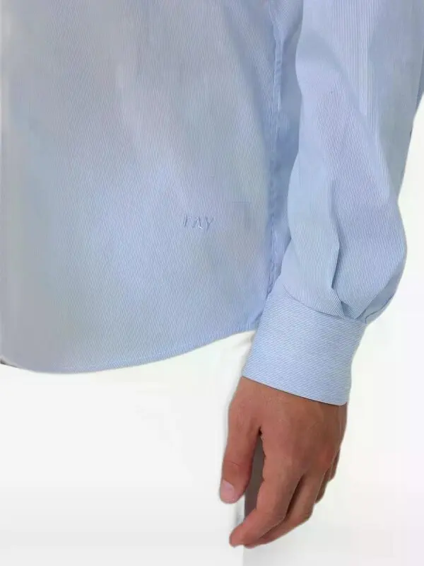 FAY Striped Long-sleeve Shirt - Blue