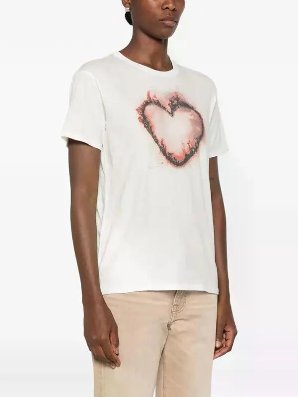 R13 Heart Print Crewneck T-shirt - White