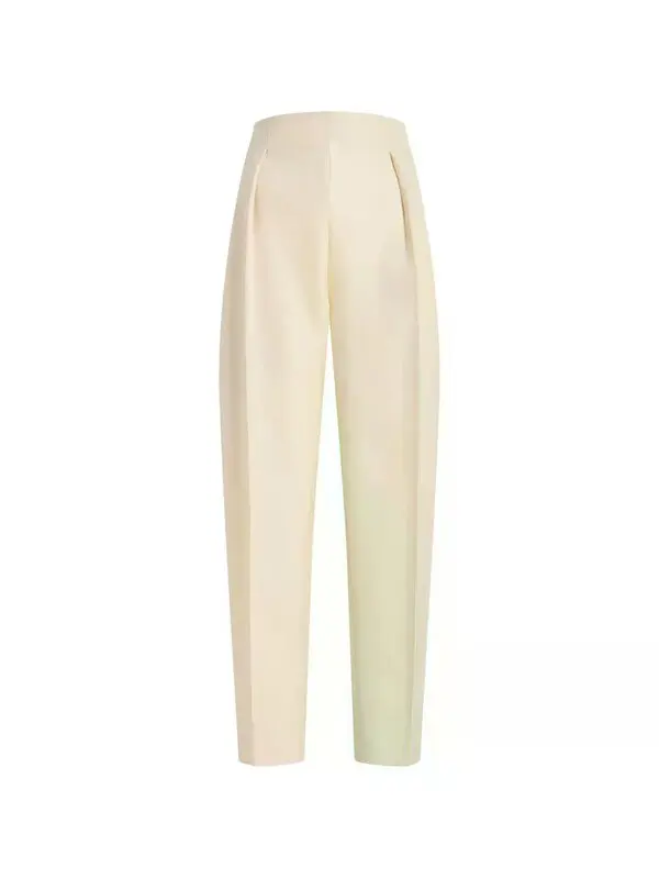 Khaite Somera Pleated Pressed-crease Trousers - Neutrals