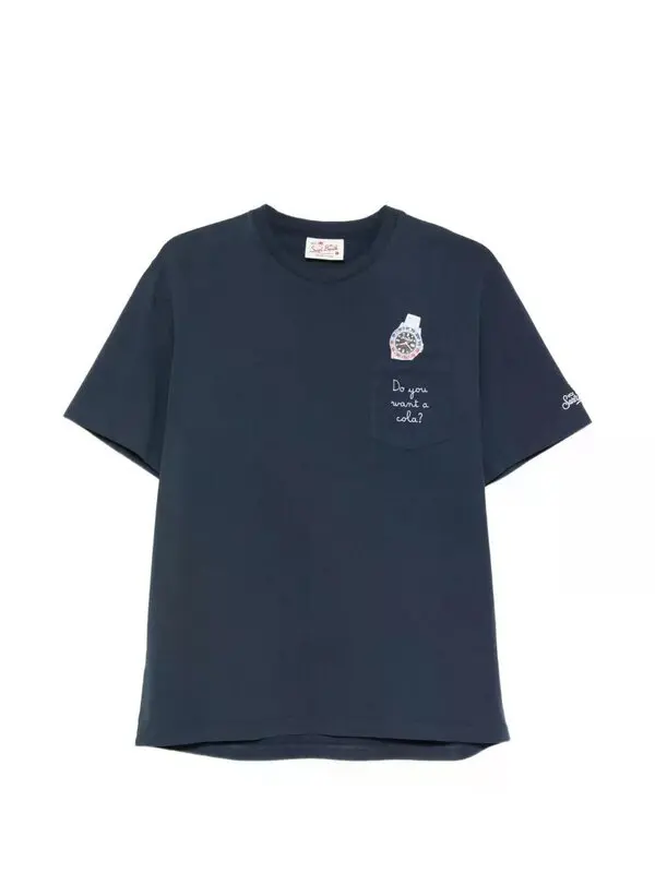 MC2 SAINT BARTH Embroidered Pocket T-shirt - Blue