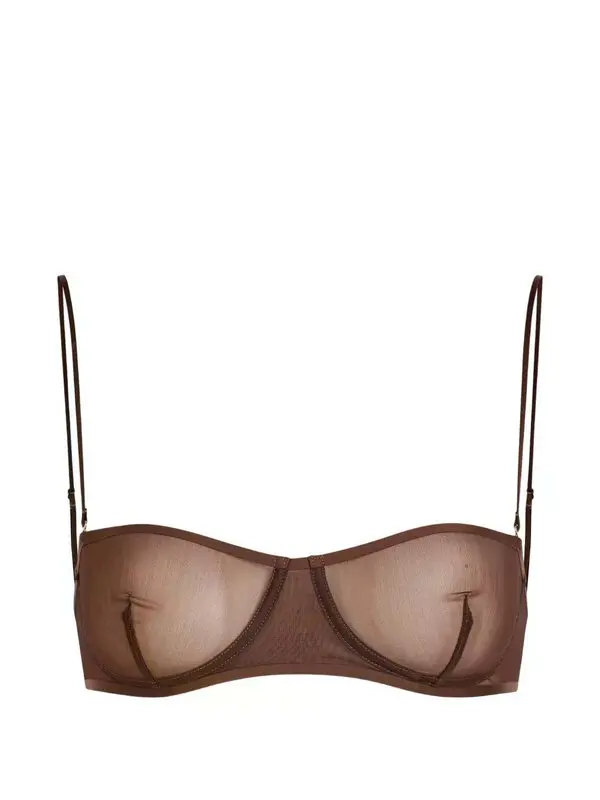 Calvin Klein Alden Sheer Panelled Bra - Brown