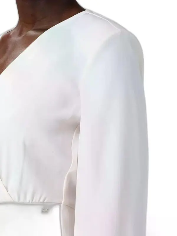 Armani Exchange Cream White Crêpe V-neck Wrap Dress