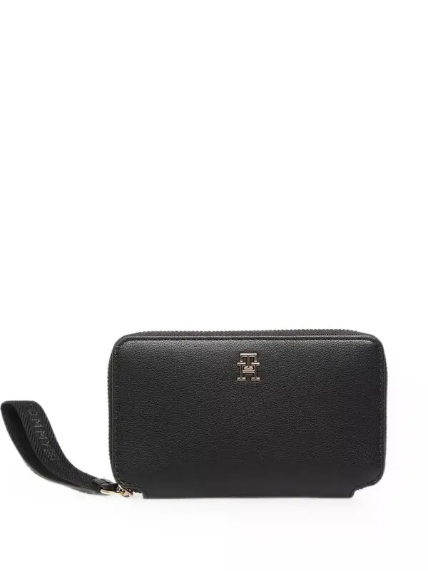 Tommy Hilfiger Logo-plaque Wristlet Compact Zip Wallet - Black