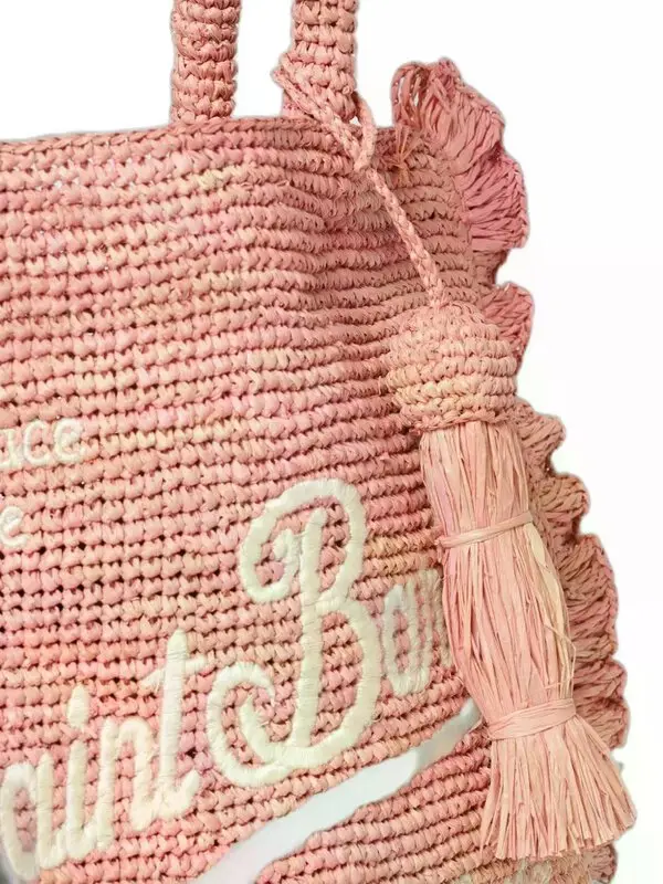 MC2 SAINT BARTH Embroidered Raffia Tote Bag