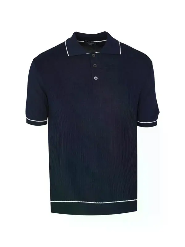 TOMBOLINI Ribbed-knit Tipped Polo Shirt - Blue