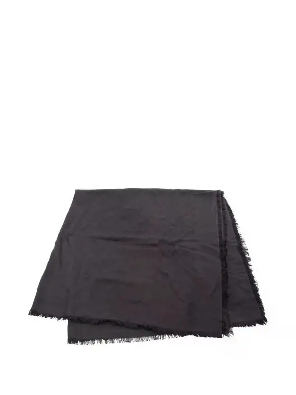 LOUIS VUITTON 2010s Monogram Fringed Shawl - Black