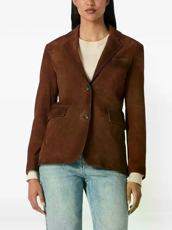 GOLDEN GOOSE Suede Single-breasted Blazer - Brown