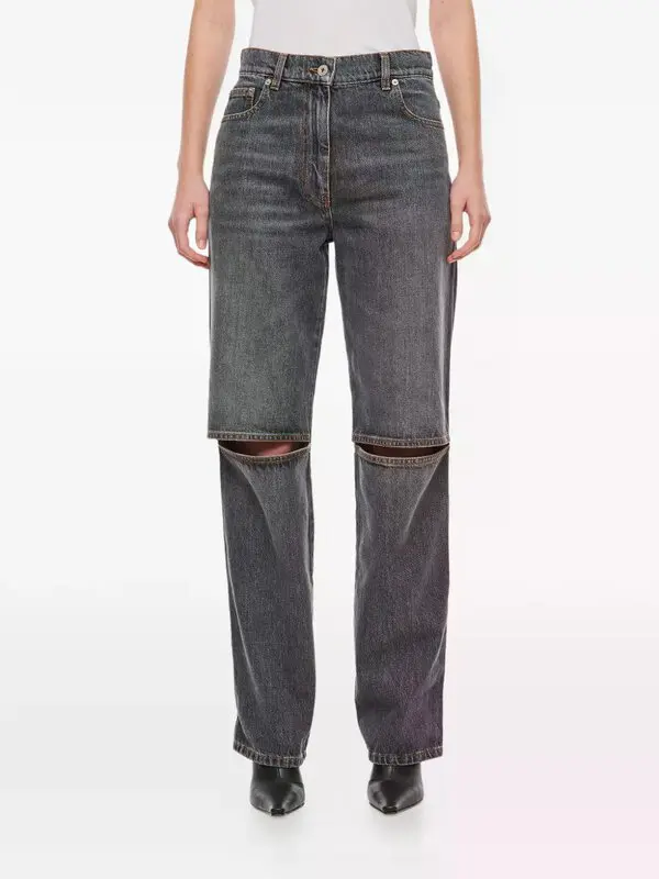 JW Anderson Anchor-logo Cut-out Jeans - Grey