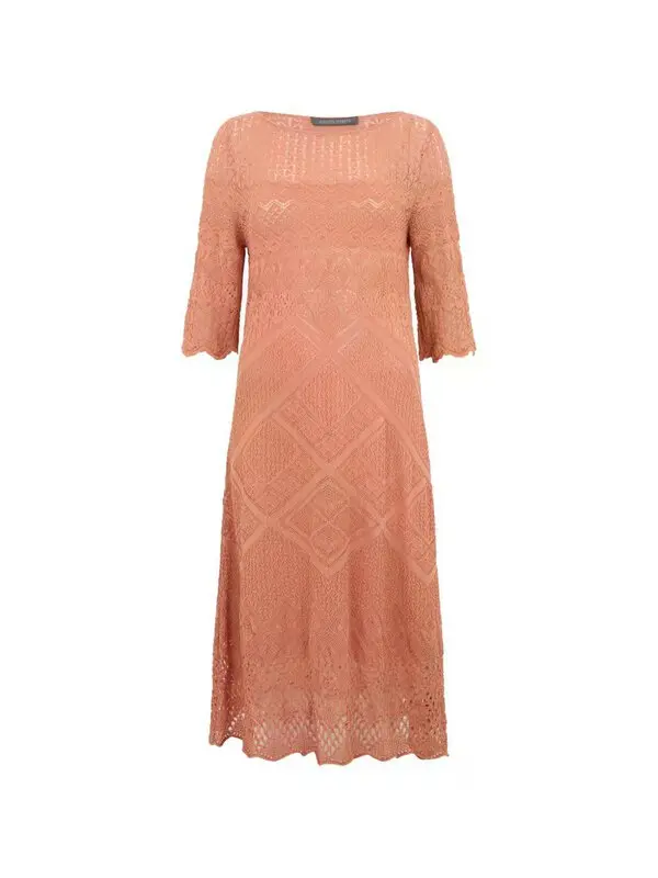 Alberta Ferretti Crochet-knit Midi Dress - Orange