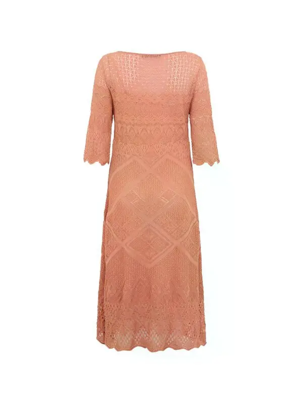 Alberta Ferretti Crochet-knit Midi Dress - Orange