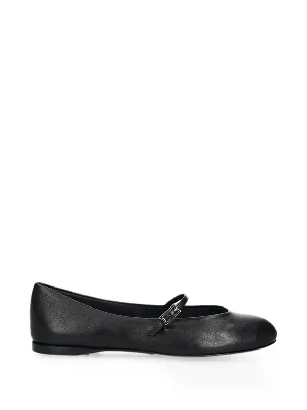Max Mara Buckle-strap Leather Ballet Flats - Black
