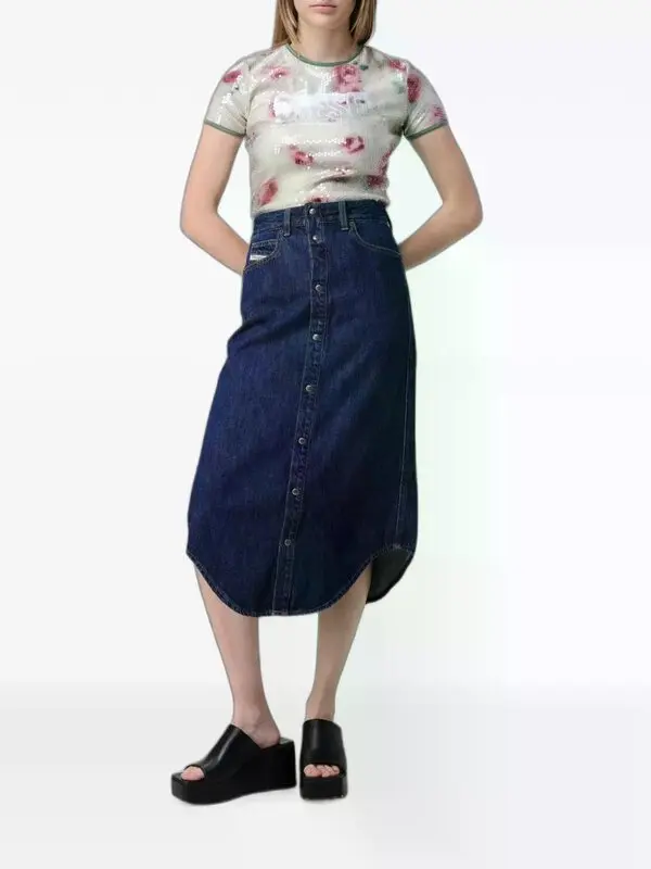 DIESEL® Button-up Curved-hem Midi Skirt