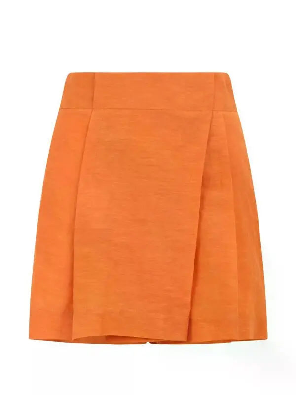 Alberta Ferretti Pleated Wrap Mini Skirt - Orange