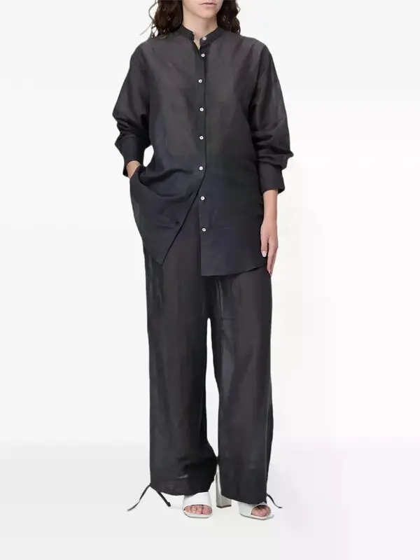 120% Lino Drawstring-waist Palazzo Pants