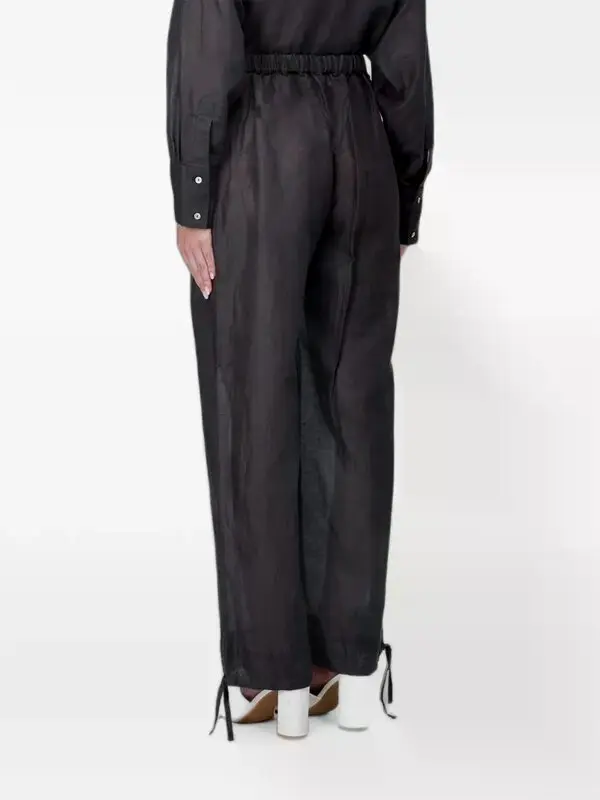 120% Lino Drawstring-waist Palazzo Pants