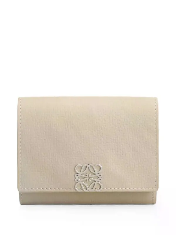 Loewe Anagram Trifold Leather Wallet - Neutrals