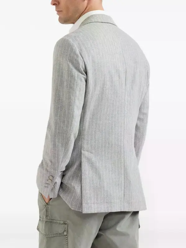 Brunello Cucinelli Pinstripe-pattern Double-breasted Blazer - Grey