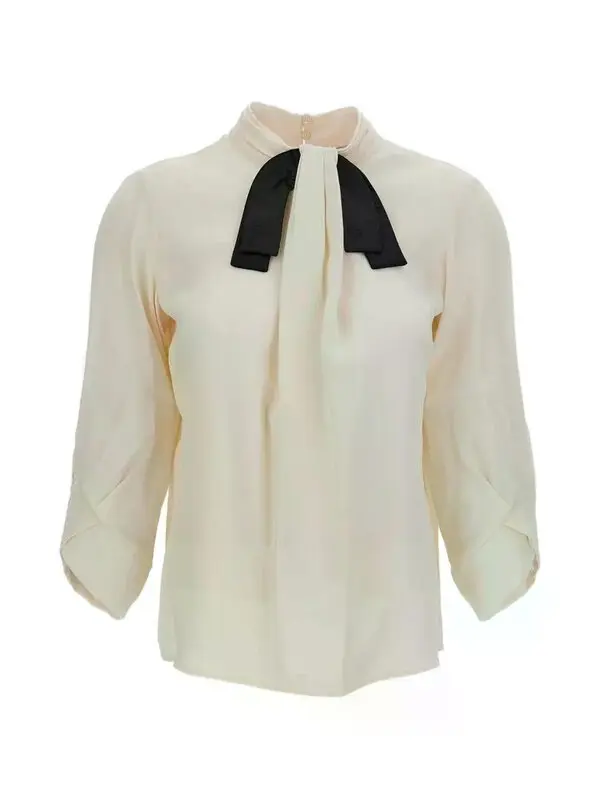 Elisabetta Franchi Pussy-bow Long-sleeve Blouse - Neutrals