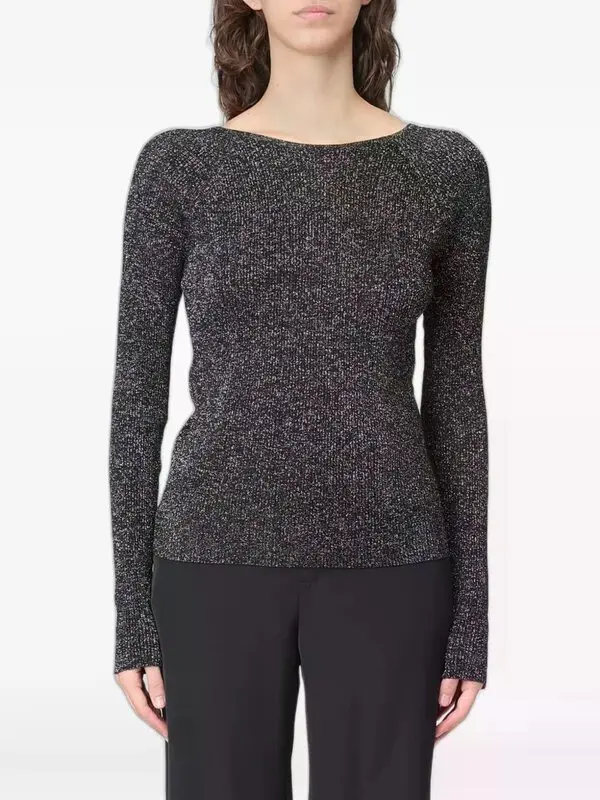 Moschino Metallic-thread Boat-neck Sweater - Black