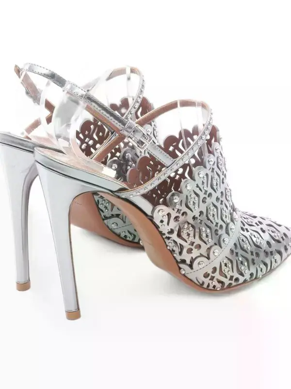 Alaïa Calf Leather Studded Slingback Sandals - Grey