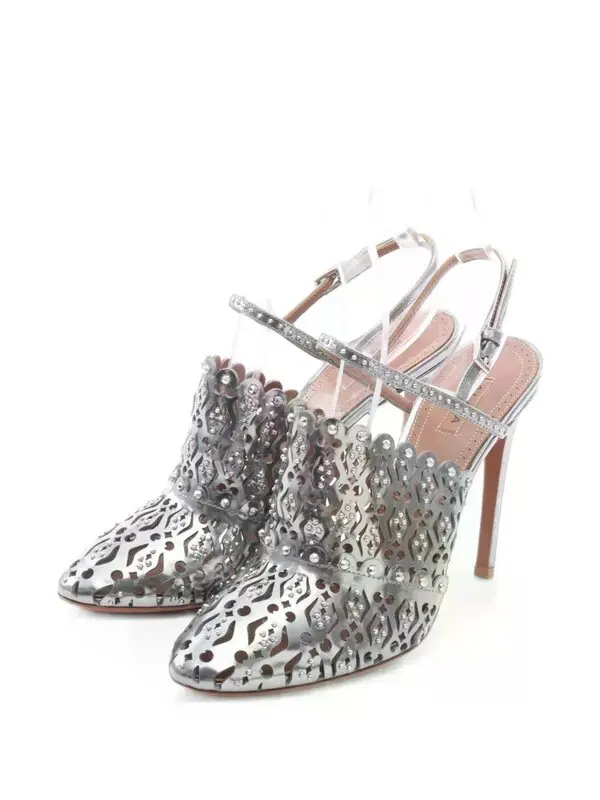Alaïa Laser Cut Studded Pumps - Grey