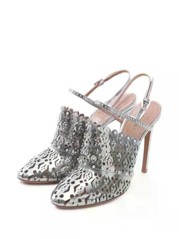 Alaïa Laser Cut Studded Pumps - Grey