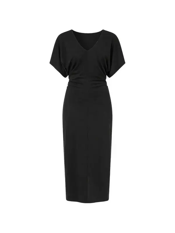 DRYKORN Pamanti V-neck Ruched Midi Dress - Black