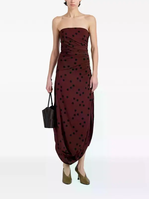 Proenza Schouler Nayara Printed Dot Stretch Viscose Dress - Brown