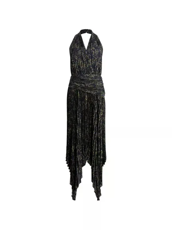 Proenza Schouler Paulina Pleated Georgette Halter Dress - Black