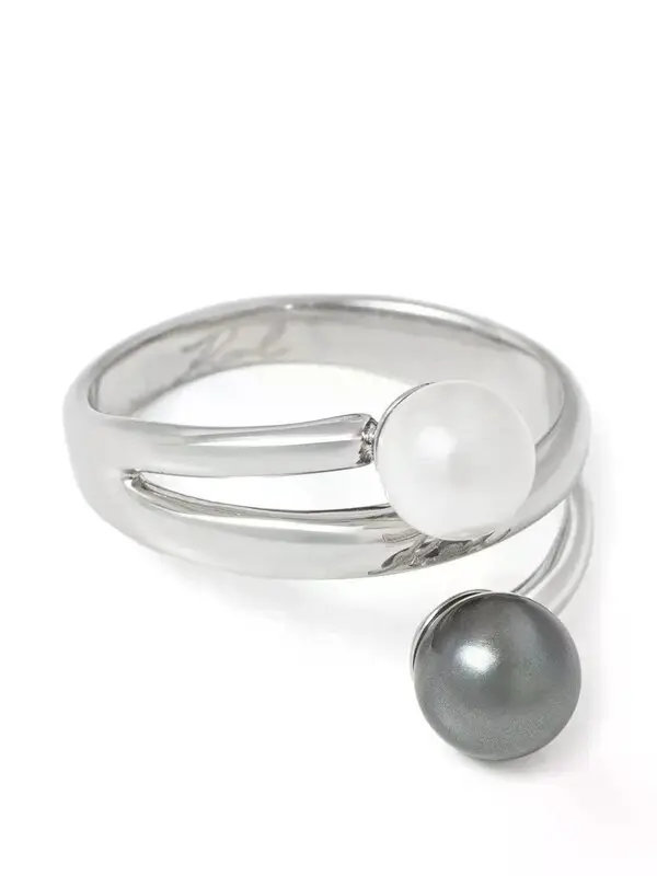 Karl Lagerfeld Faux-pearl Open-band Ring - Silver
