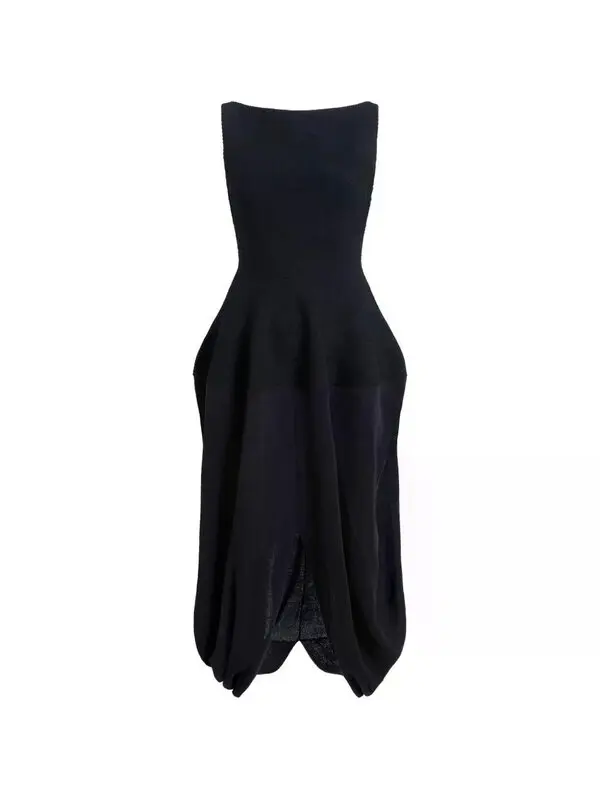 Proenza Schouler Sukki Draped Viscose Dress With Bubble Hem And Slits - Black