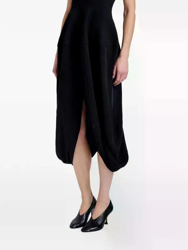 Proenza Schouler Sukki Draped Viscose Dress With Bubble Hem And Slits