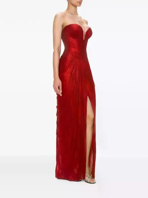 MARIA LUCIA HOHAN Noor Pleated Lace-up Maxi Dress - Red