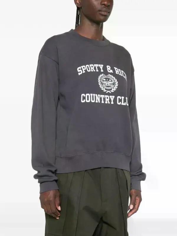 SPORTY & RICH Logo" Print Crewneck Sweater